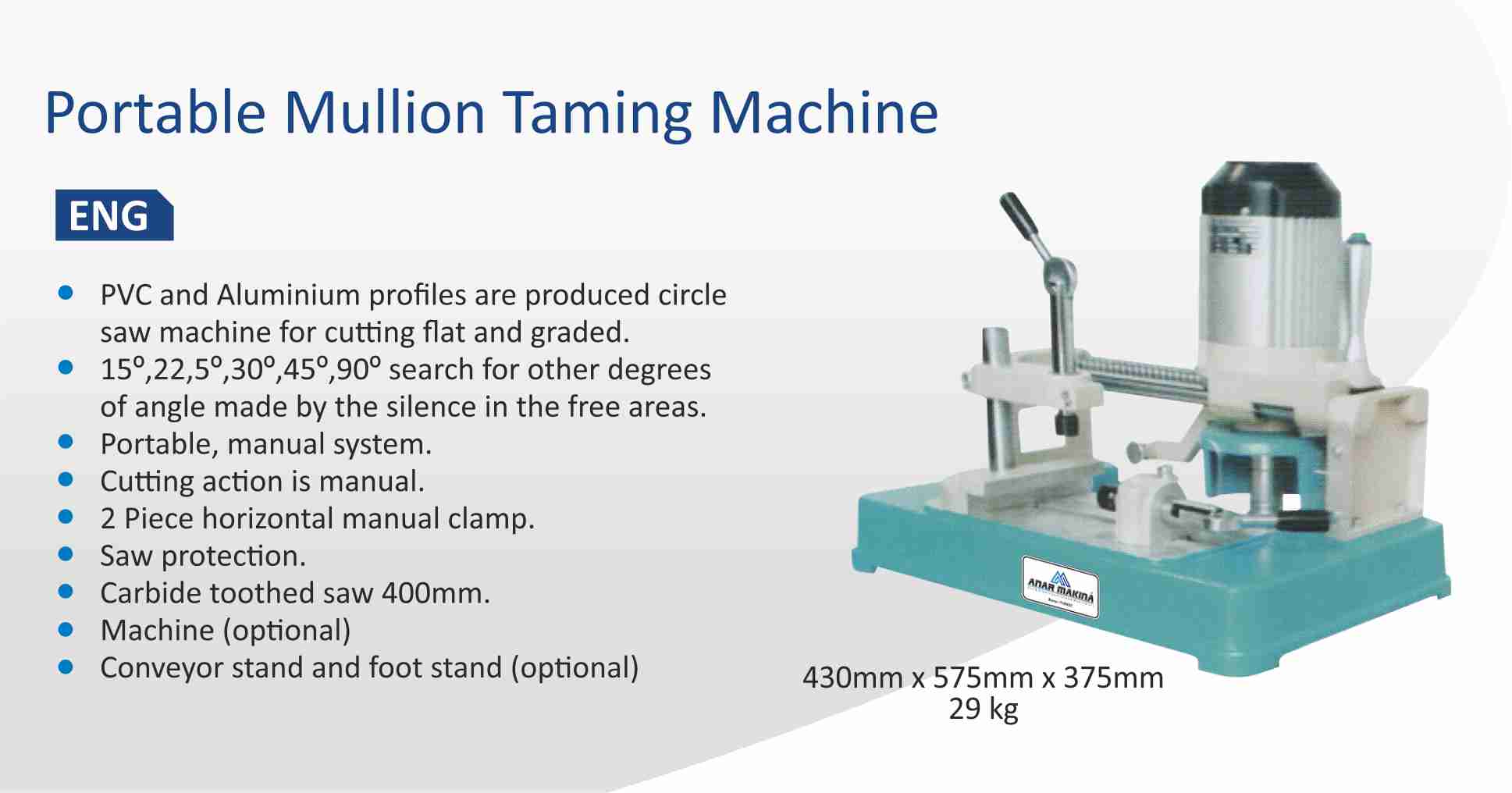 Portable Mullion Taming Machine – Anar Machine Portable Mullion Taming Machine – Anar Machine